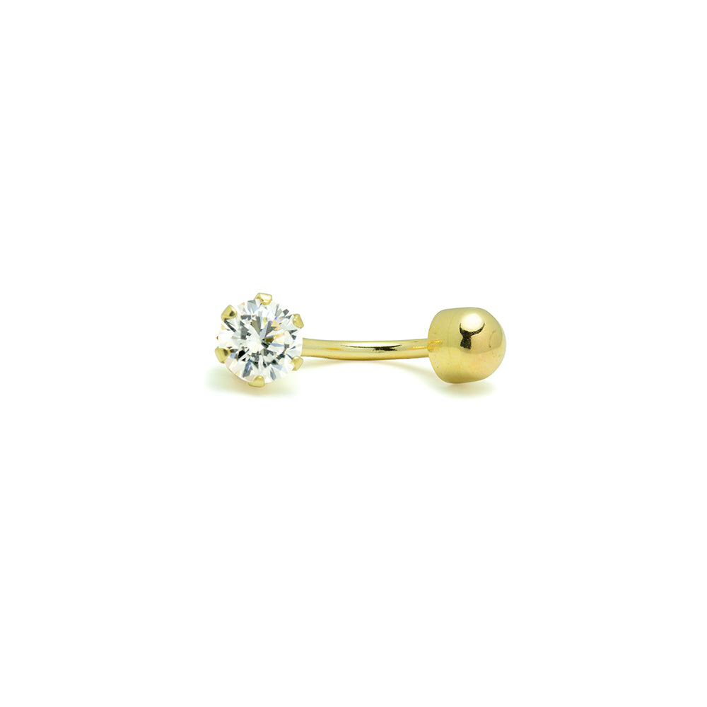 Piercing de Ombligo Circonita (5mm) con Garra en Oro Amarillo 9 Kilate