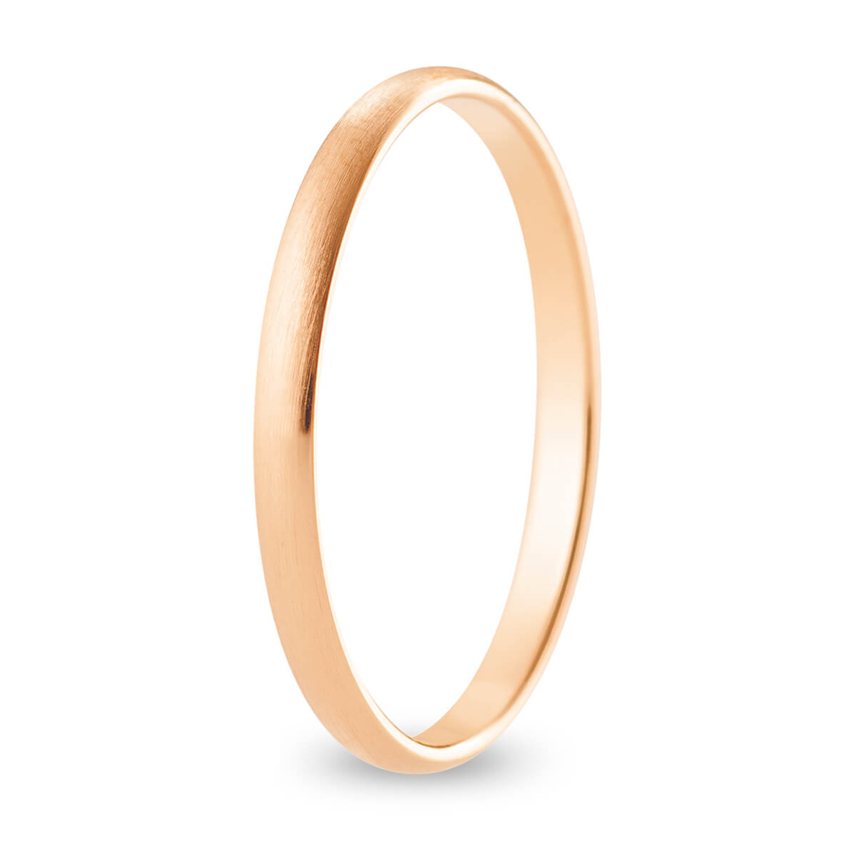 Alianza Ani de Media Caña en Oro Rosa Satinado de 2 mm Interior Curvo