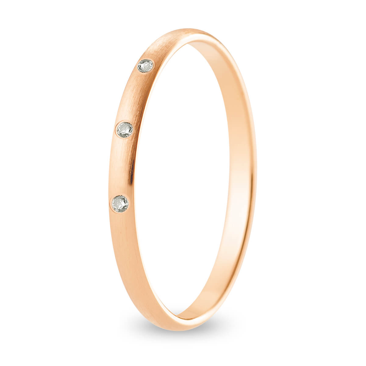 Alianza Ani de Media Caña en Oro Rosa Satinado de 2 mm Interior Curvo