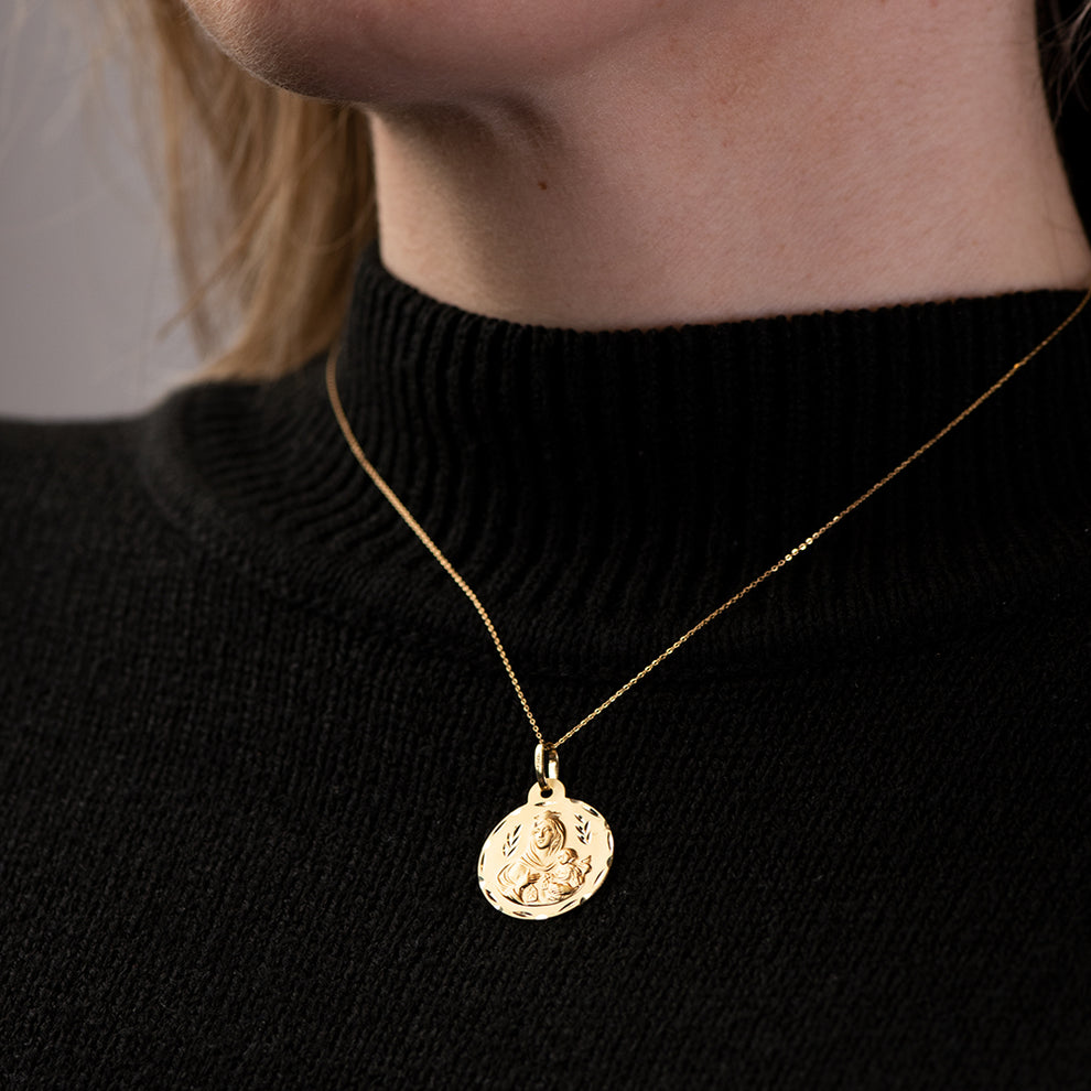 Medalla Escapulario Virgen del Carmen y Jesús (20x20mm) en Oro Amarill